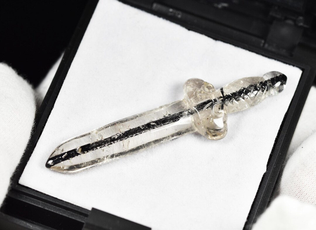 SWORD! Black Tourmaline in Quartz Carved Specimen! One of a Kind - Etsy