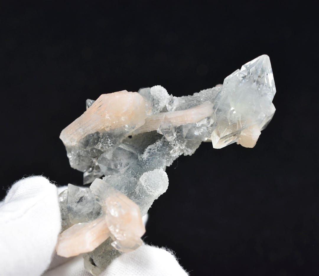 Apophyllite and Stilbite on Chalcedony Stalactite, Natural Specimen ...