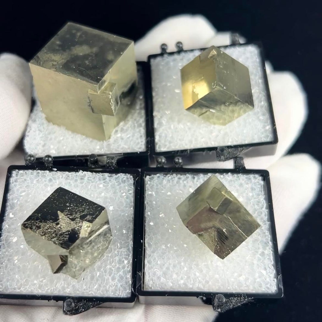 Set of 4 Spanish Pyrite Cube Crystals, From Famous Victoria Mine in ...