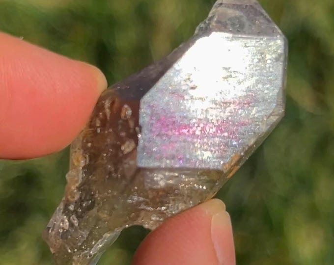 PINK FIRE in Quartz Natural Elestial Crystal, Double Terminated! - Etsy