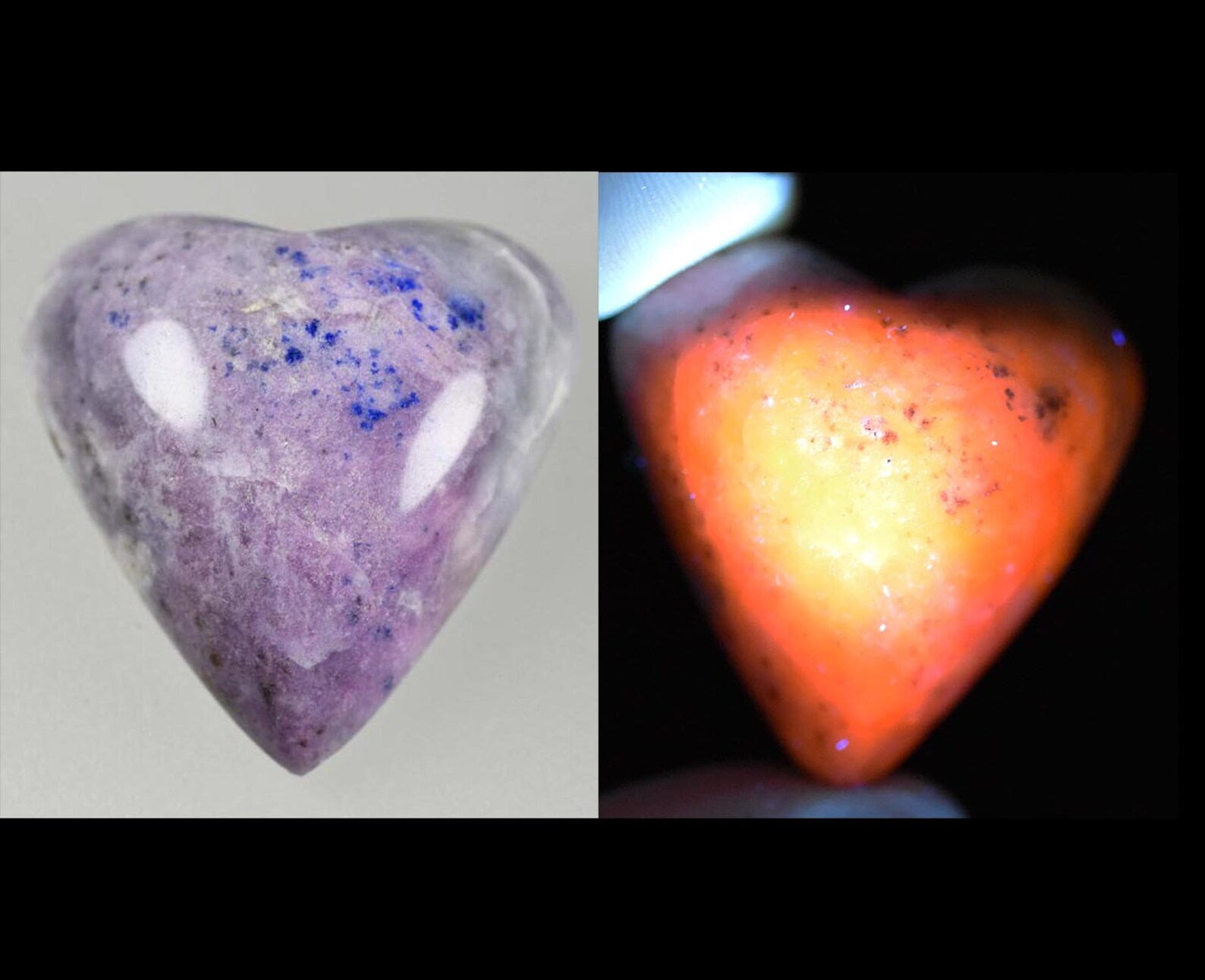 HACKMANITE Heart Gemstone UV Reactive Mineral With - Etsy