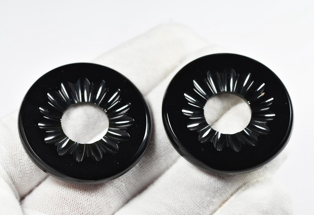 Wyoming Black Jade Nephrite Cut on ROSE ENGINE LATHE, Top Grade ...