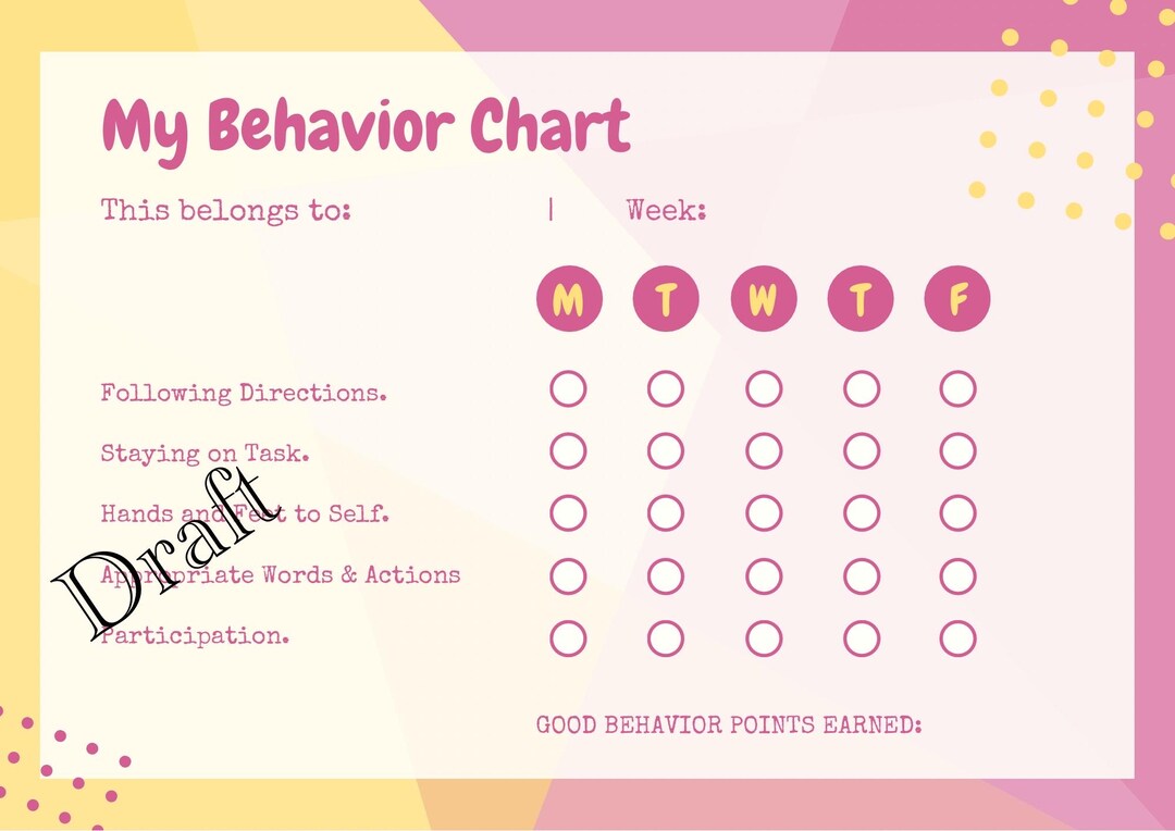 Digital Behavior Chart K-5 - Etsy
