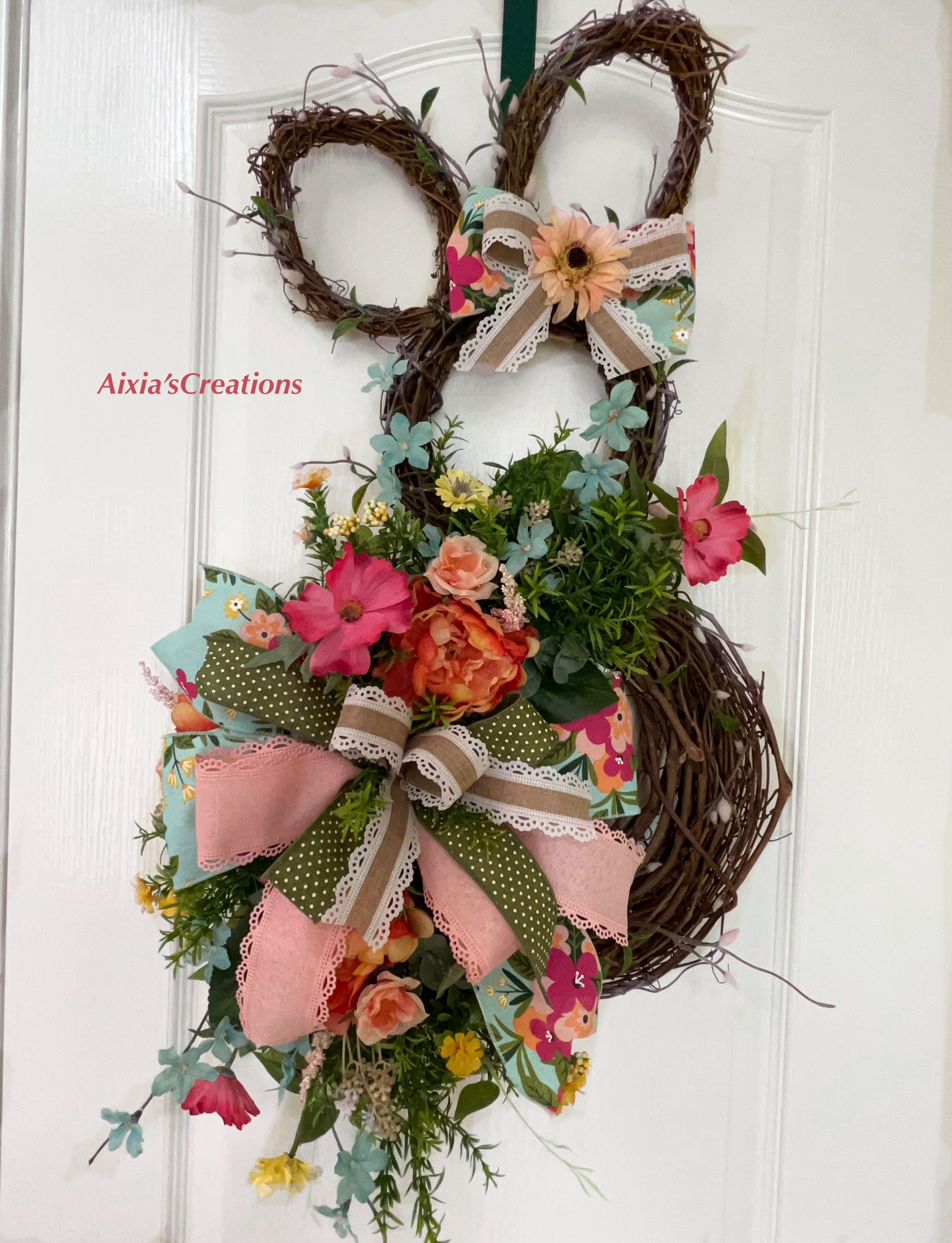 Bunny wreath Easter grapevine bunny wreath spring grapevine Home ...