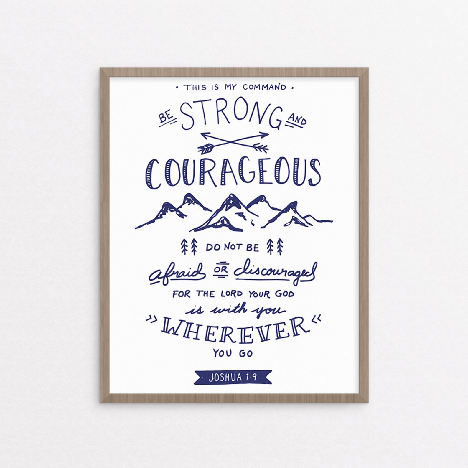 Christian Art Print Downloads Be Strong and Courageous | Etsy
