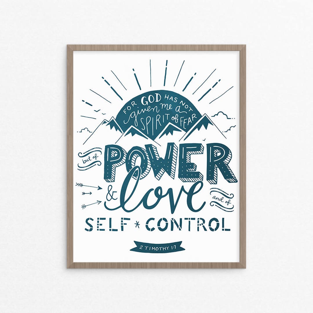 2 Timothy 1:7 // Color Options - Christian Art Print - Bible Verse ...