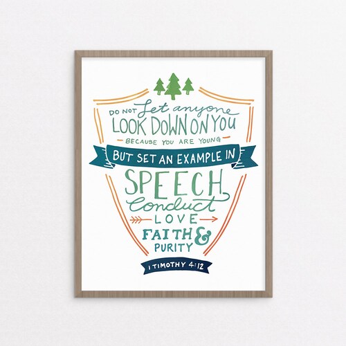 1 Timothy 4:12 Wall Art. Scripture. Boys Bible Verse. - Etsy