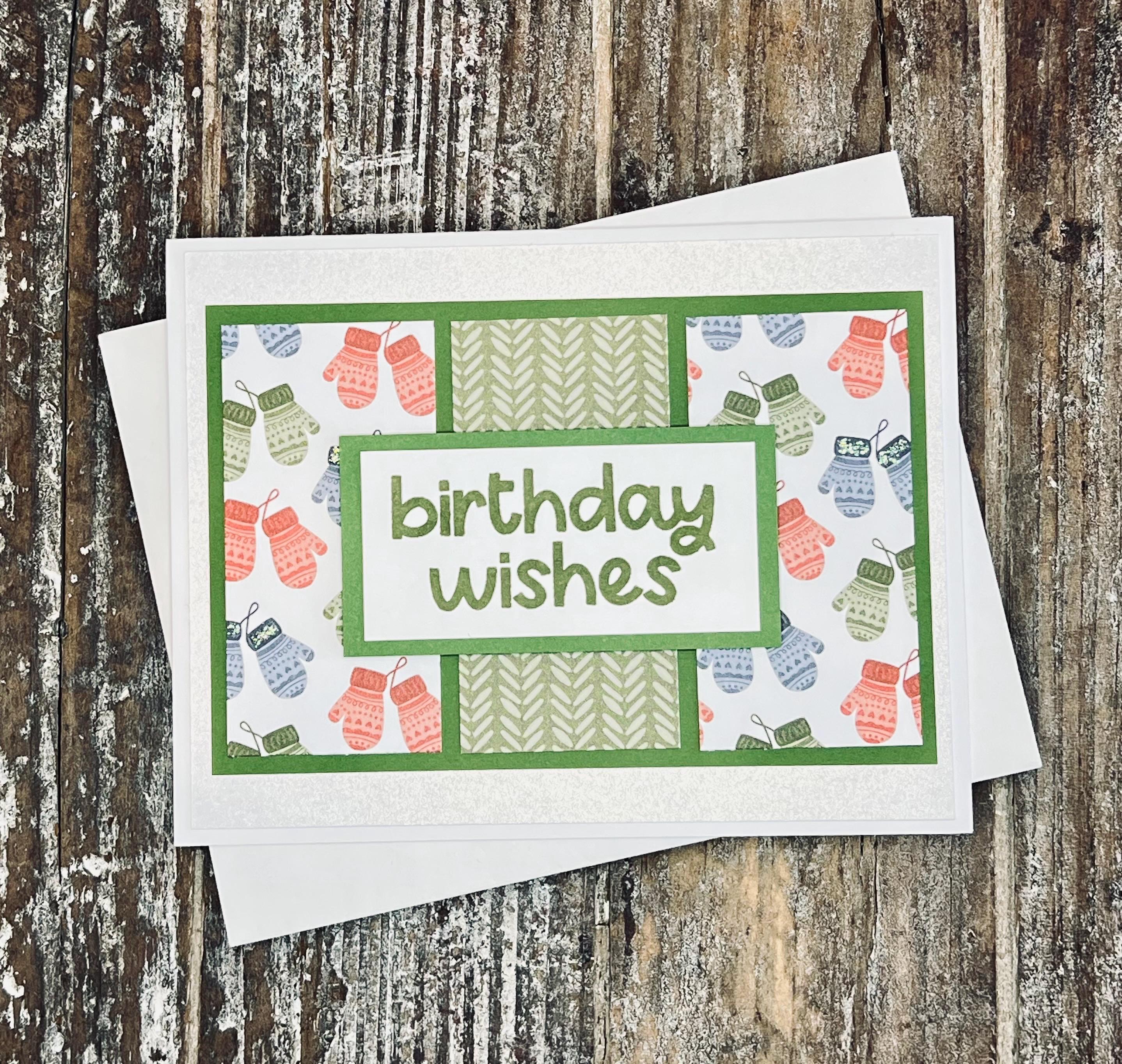 Mittens Birthday Card - Wintery Birthday Card - Colorful Mittens ...