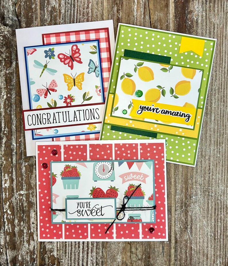 Summer Fun Card Set - Bright Bold Card Set - Fruits and Flowers Card ...