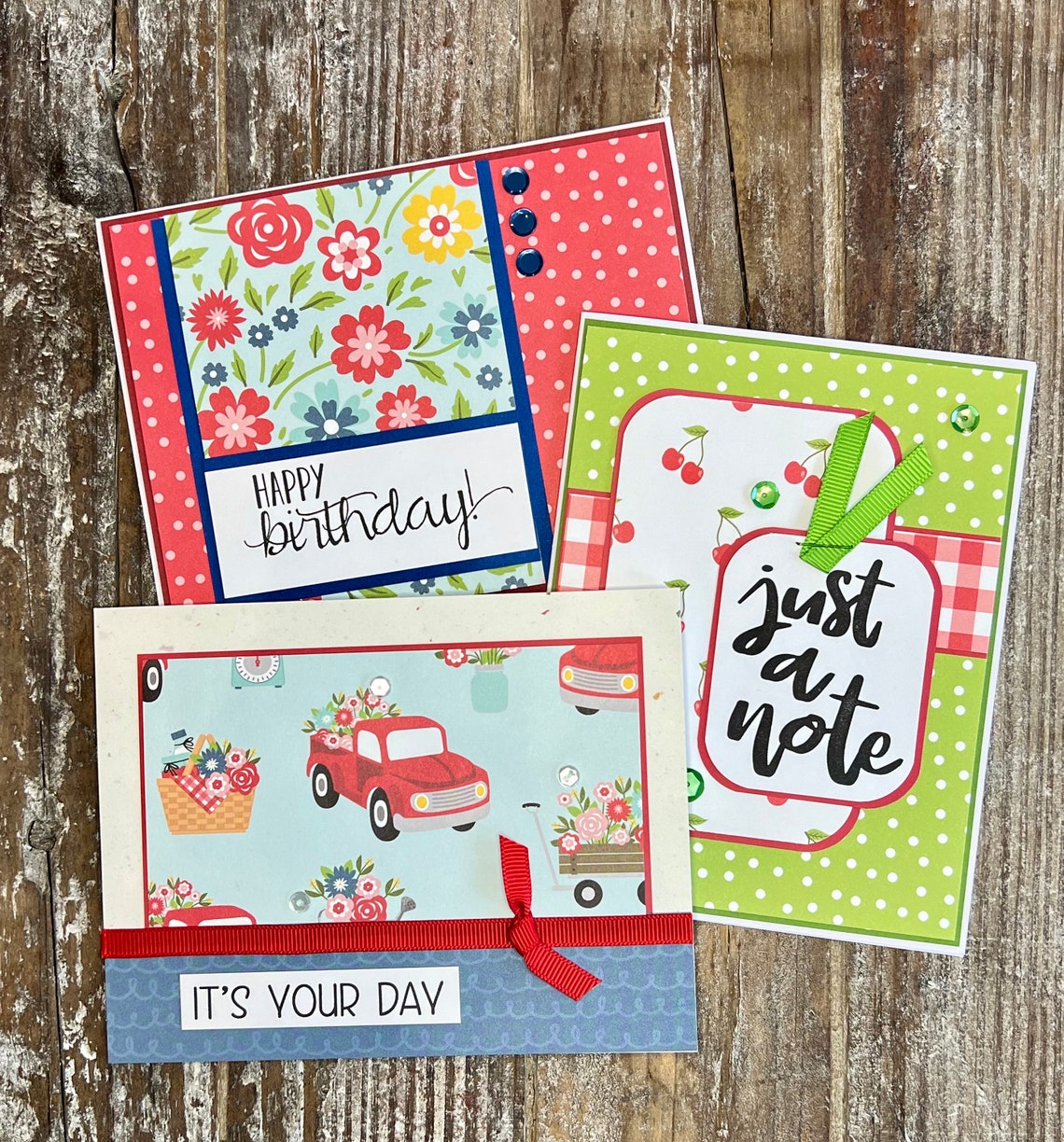 Summer Fun Card Set - Bright Bold Card Set - Fruits and Flowers Card ...