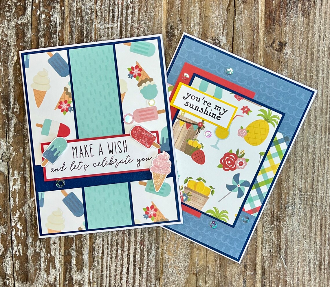 Summer Fun Card Set - Bright Bold Card Set - Fruits and Flowers Card ...