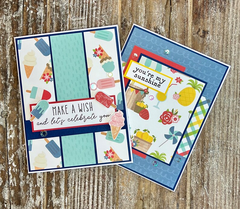 Summer Fun Card Set - Bright Bold Card Set - Fruits and Flowers Card ...