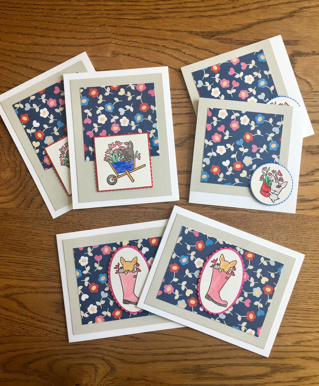 Floral Frenchies Card Set Adorable Frenchies Frenchie Lovers Gift Set ...