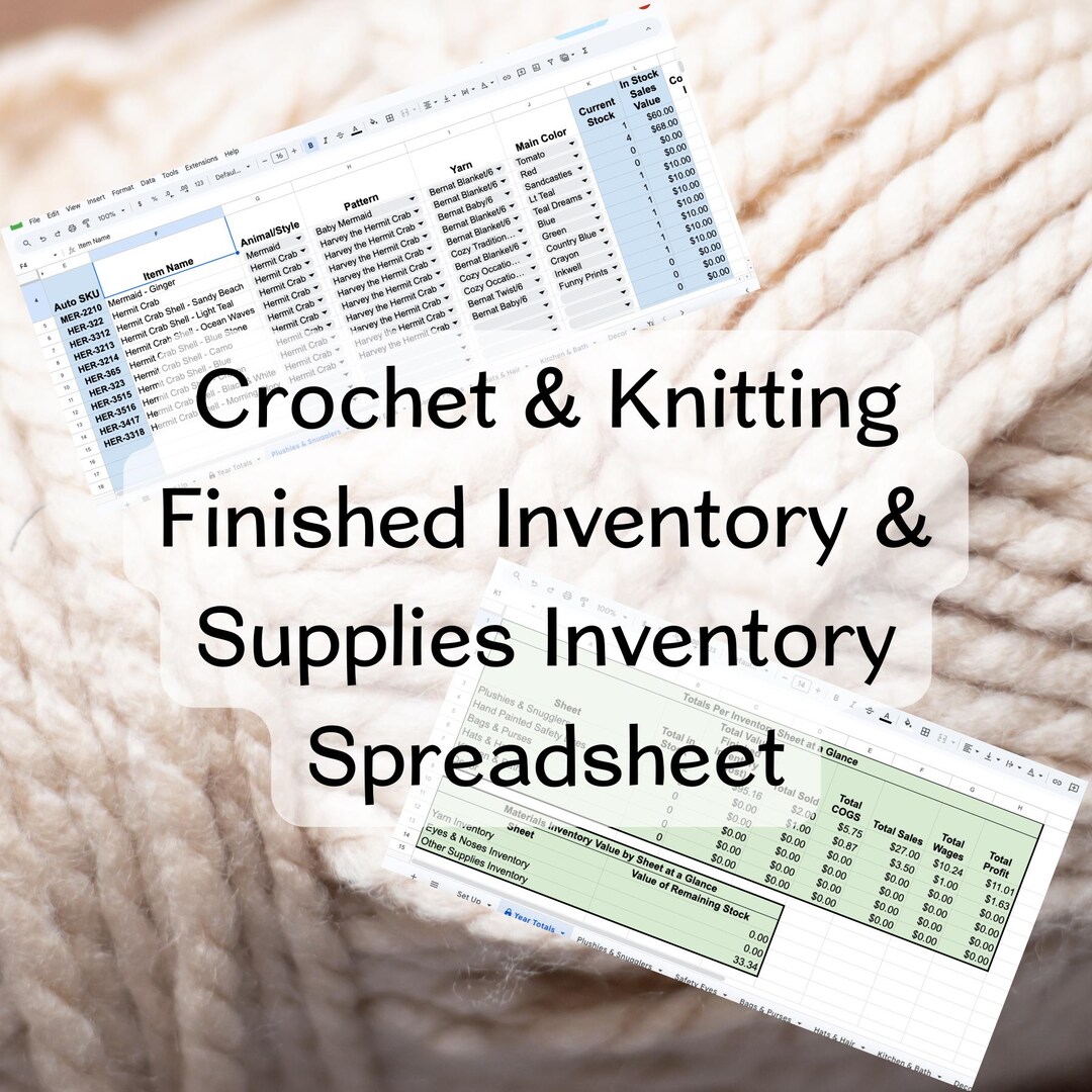 Crochet & Knitting Inventory Spreadsheet - Etsy