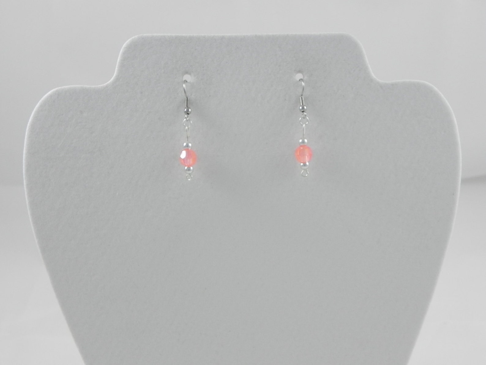 Pink Faceted Bead Dangle/ Drop Earrings - Etsy