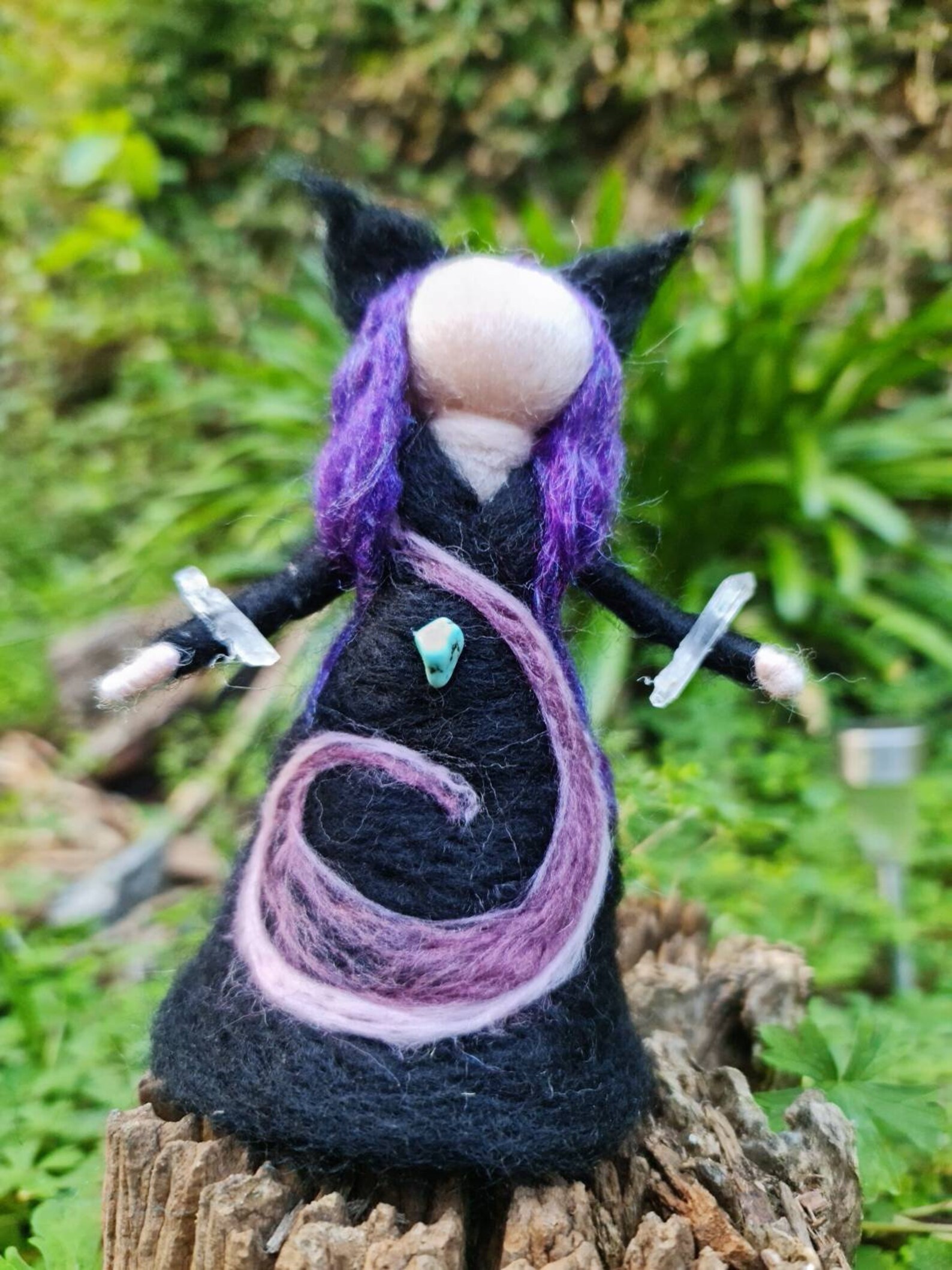 CUSTOM MADE Little Black Cat Doll, Dolls, Black Cat, Wool Doll Cat ...