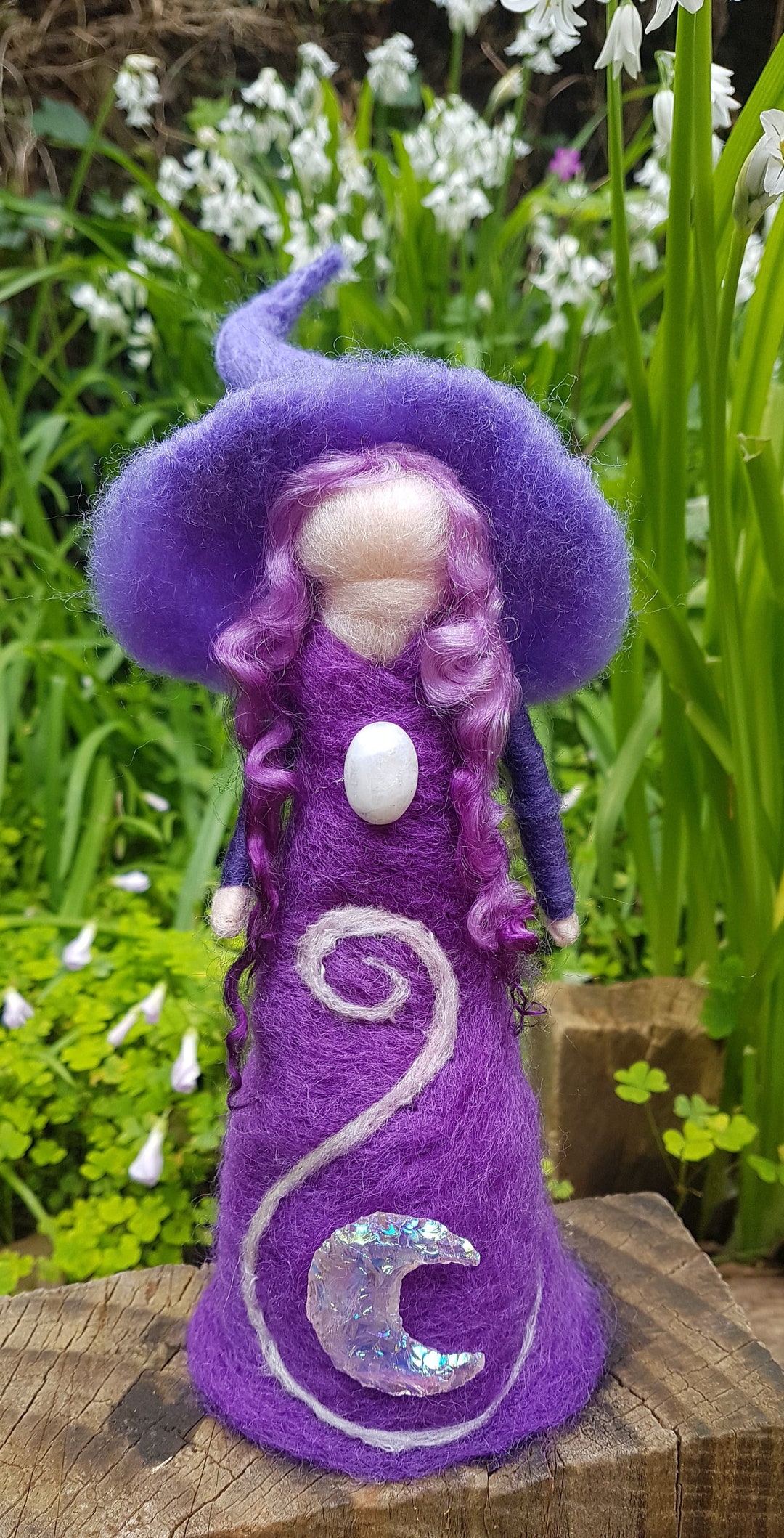 CUSTOM MADE Purple Moonstone Witch, Witchcraft, Felt Doll, Pagan, Magic ...