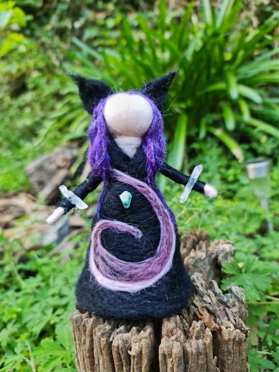 CUSTOM MADE Little Black Cat Doll Dolls Black Cat Wool Doll | Etsy