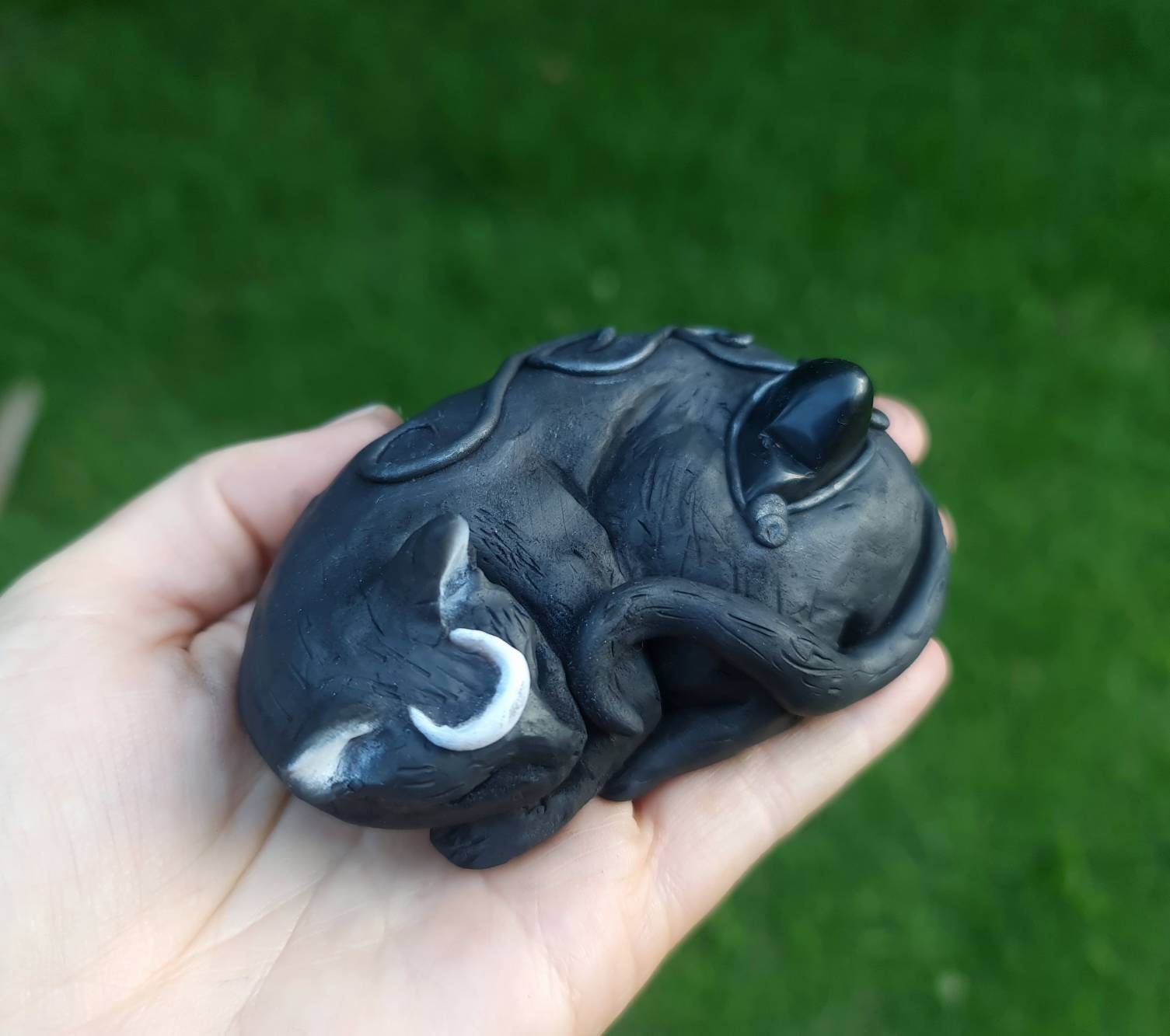 Black Cat Sculpture, Cat Art, Obsidian, Kitty, Art, Original Art, Magic ...