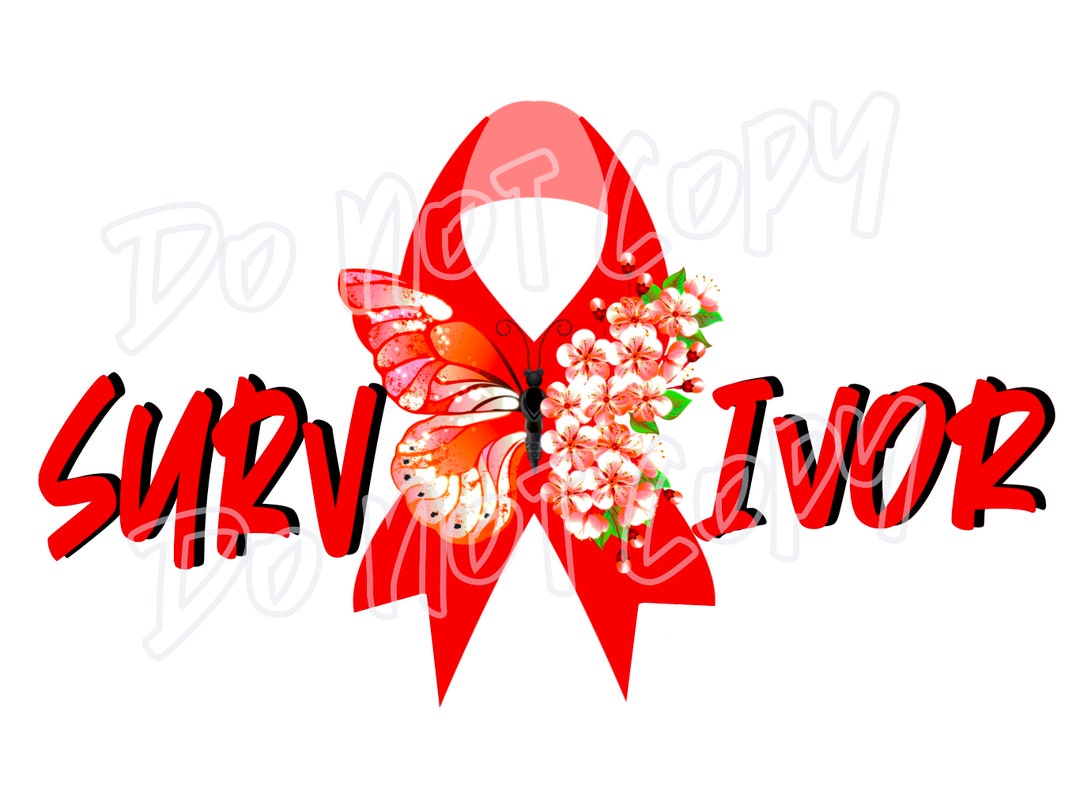 Red Survivor Awareness Ribbon Sublimation File/digital - Etsy