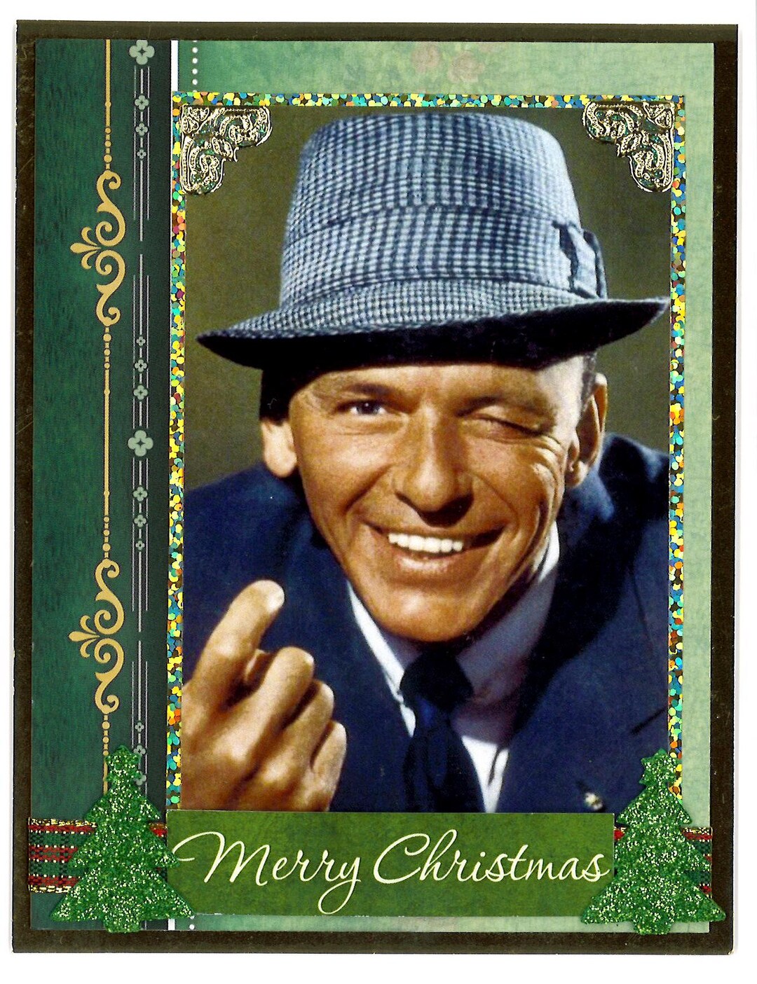 Frank Sinatra Green Christmas Card - Etsy
