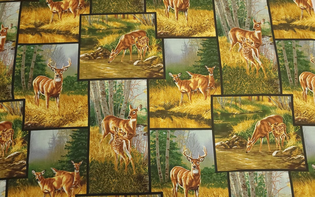 Whitetail Deer Patch Quilt Fabric by Wild Wings LLC - Etsy