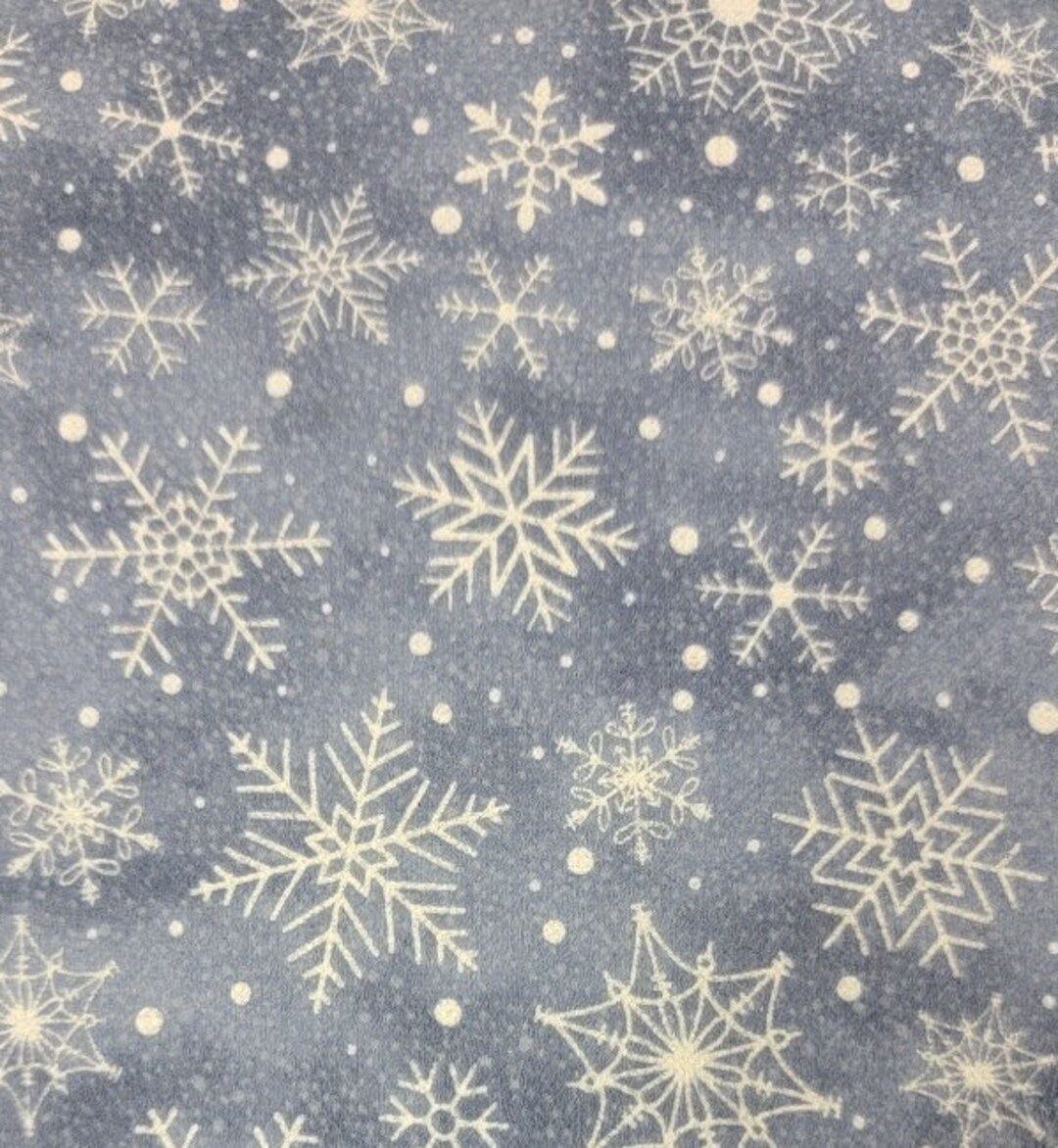 Large Snowflakes Blue Little Donkey's Christmas Flannel Fabric by ...