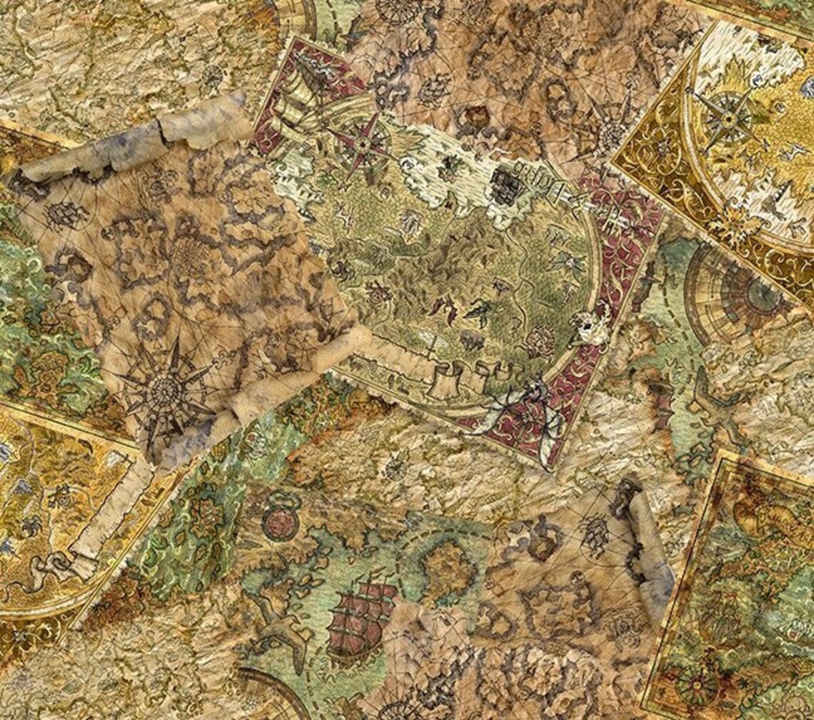 Legendary Journeys Quilt Collection Maps by the Yard Fabric by in the ...