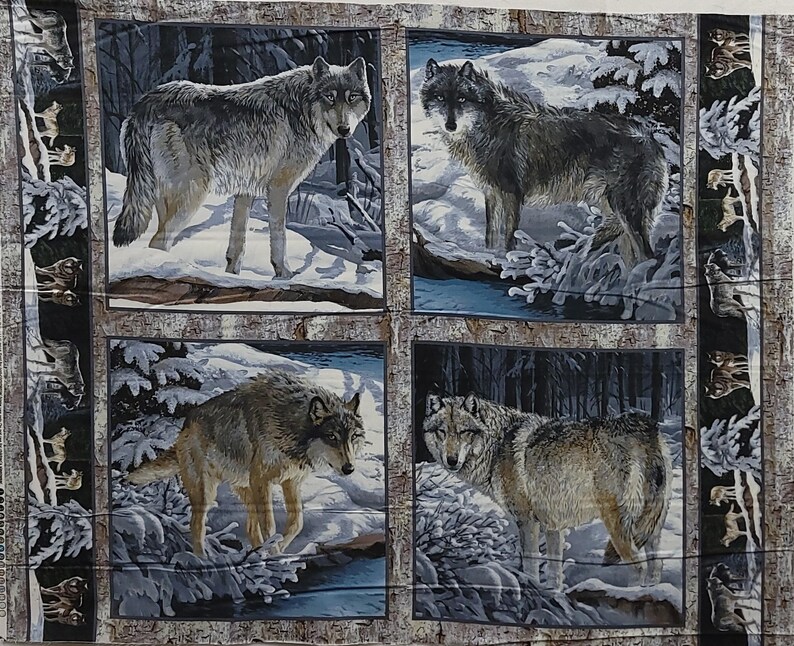 Wolf Pillow Fabric Panel by Springs Creative - Etsy