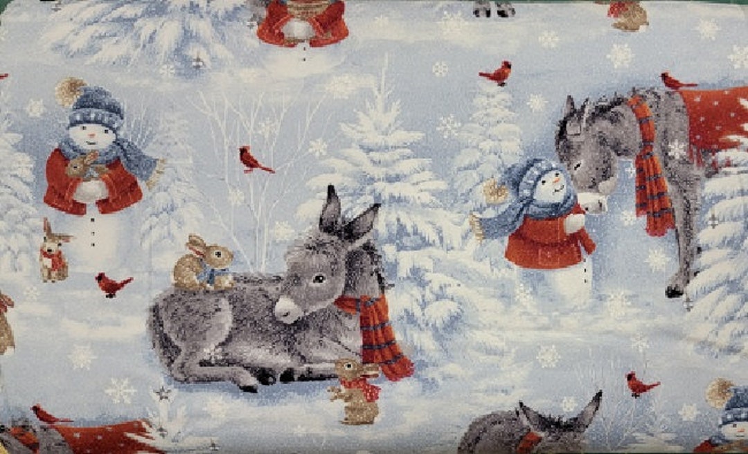 Donkey Scenic little Donkey's Christmas Flannel by the Yard Northcott ...