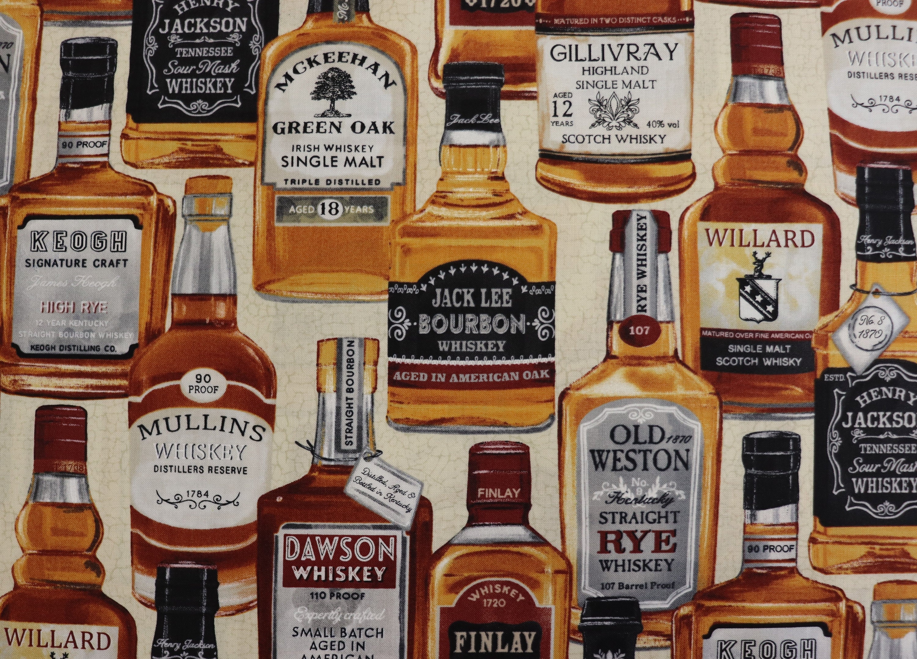 The Cave Whiskey Bottles Fabric by the Yard by Northcott - Etsy