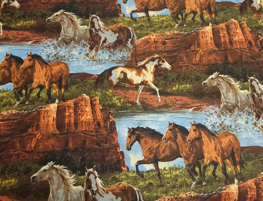 Rivers Edge Horses Scenic Quilt Fabric by Springs Creative - Etsy