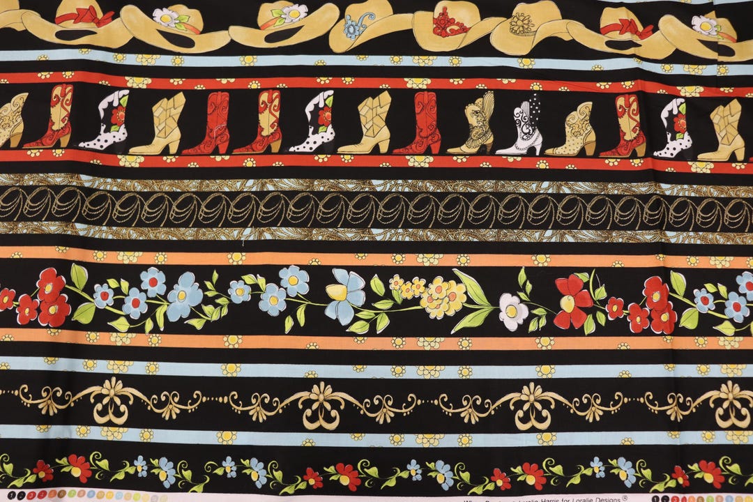 Whoa Girl Borders Black Background Quilt Fabric by Loralie Designs - Etsy