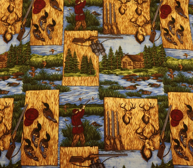 Nostalgic Hunt Duck Hunting Pictures Quilt Fabric by Troy Riverwood - Etsy