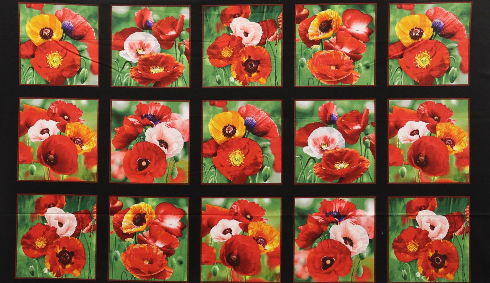 Poppies Flower Quilt Fabric Panel by Elizabeth Studio - Etsy