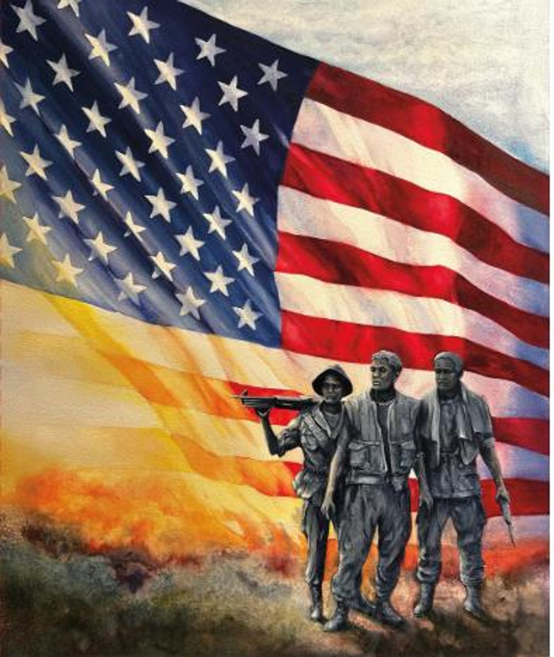 American Honor the Three Soldiers Quilt Fabric Panel by Riley Blake ...