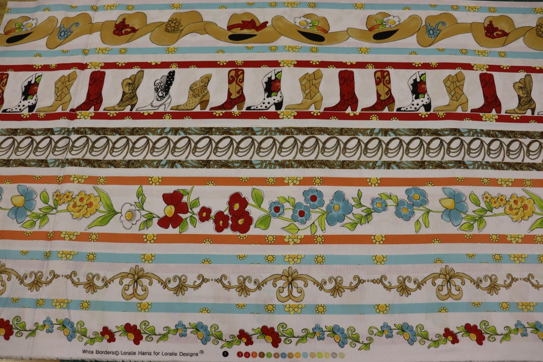 Whoa Girl Borders White Background Quilt Fabric by Loralie Designs - Etsy