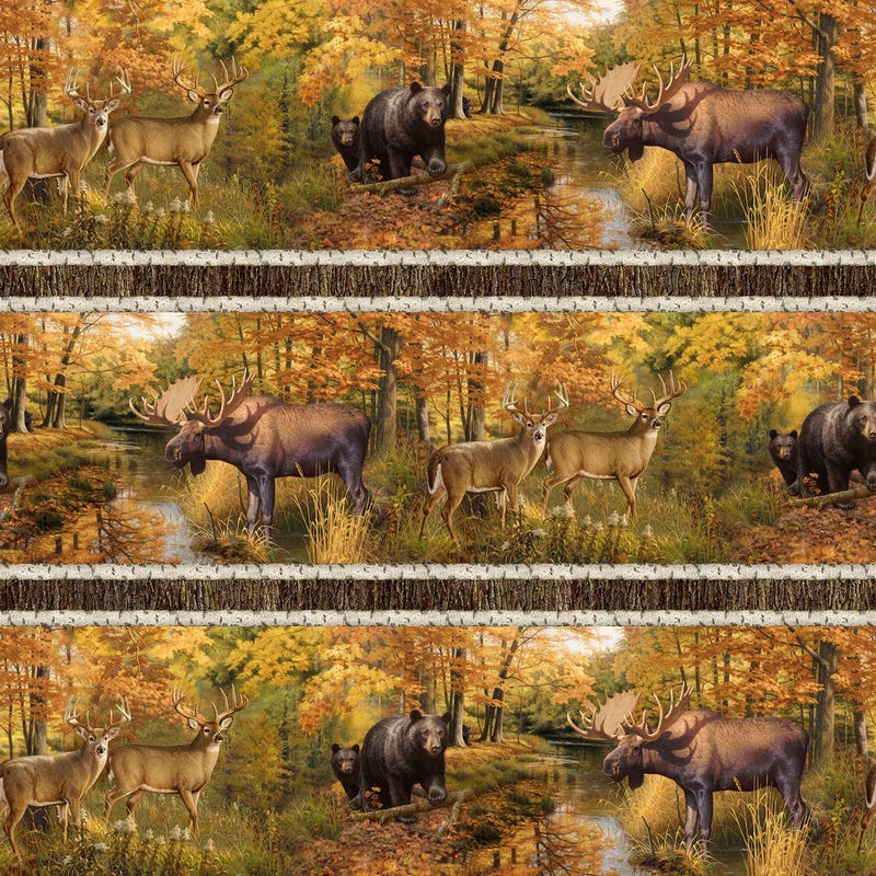 Border Deer Fabric - Etsy