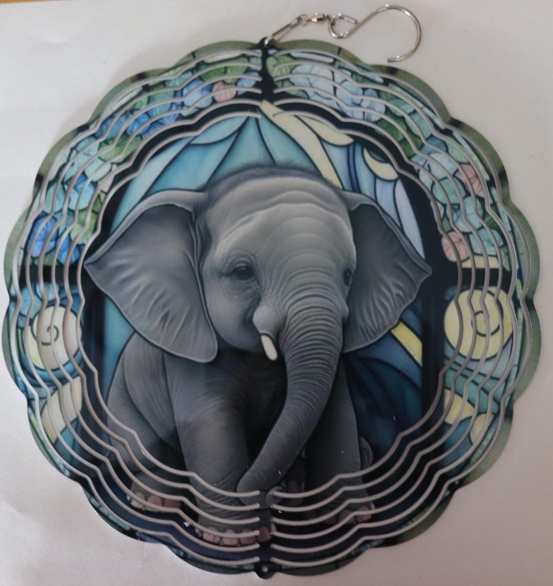 Baby Elephant Wind Spinner: Bright Aluminum, 10" - Etsy