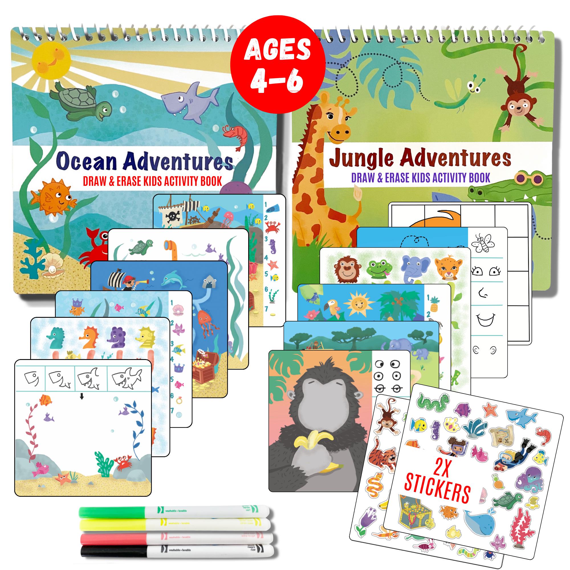 Small 7" Dry Erase Activity Book (incl. 2 Washable Markers & Reusable ...