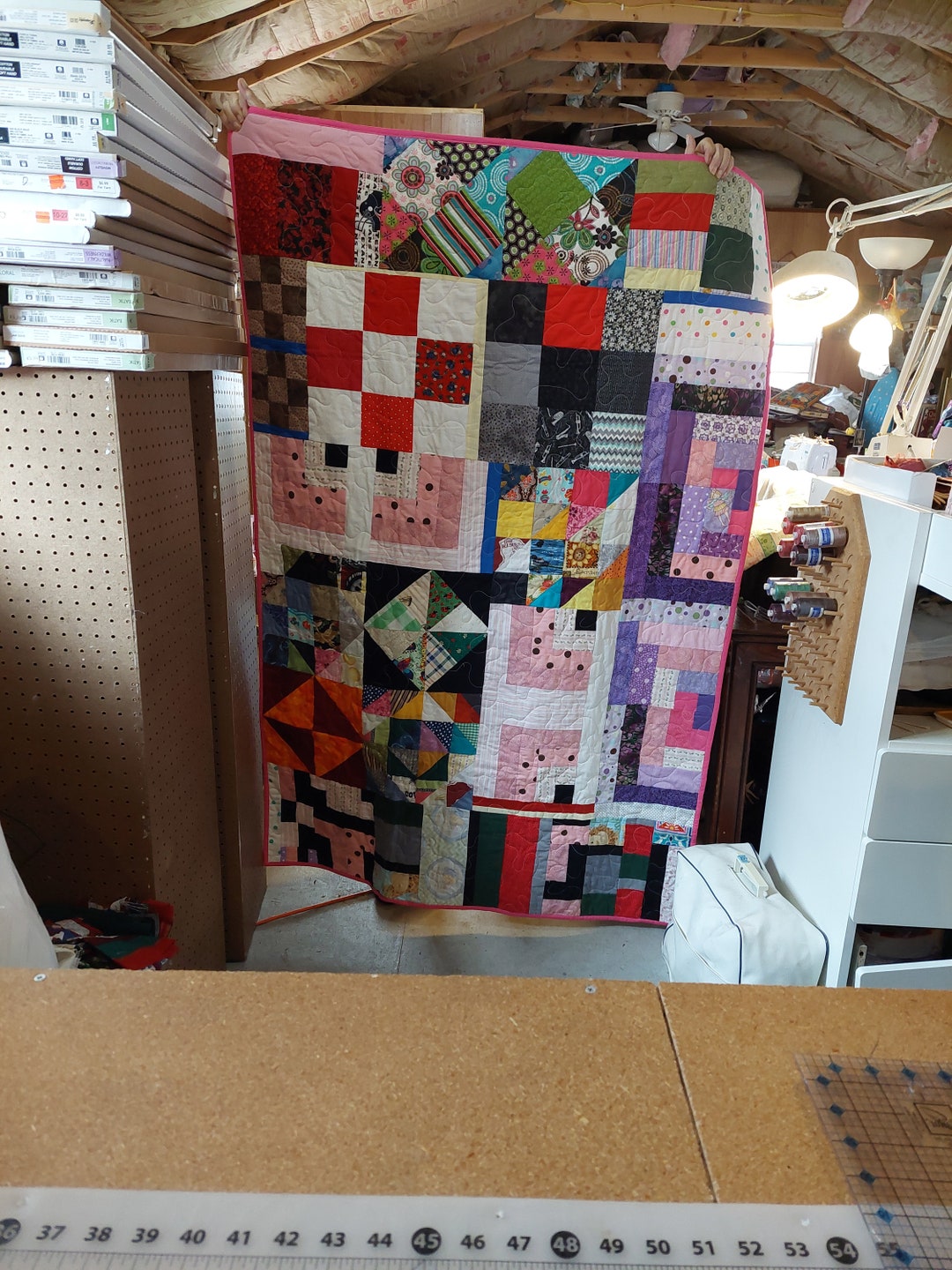 Scrappy Block Quilt - Etsy