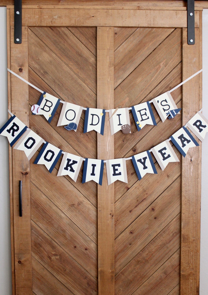 Rookie Year First Birthday Banner, Baseball Theme, Rookie of the Year ...
