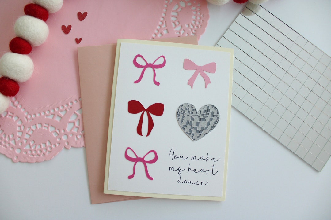 You Make My Heart Dance Card, Bows, Disco Ball Heart, Valentine's Day ...