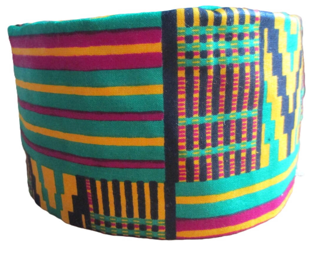Unisex African Style Kufi Hat Traditional Kente Print Rasta Colours ...