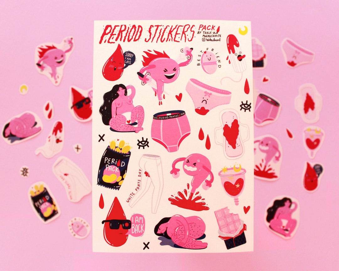 Period Stickers Pack Funny Period Sticker Uterus Red Blood - Etsy