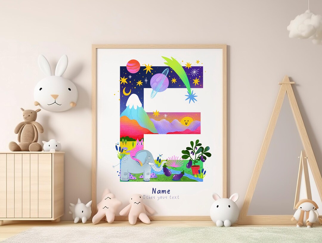 DIGITAL Personalized Letter E Kids Room Name Letter File Children Baby ...