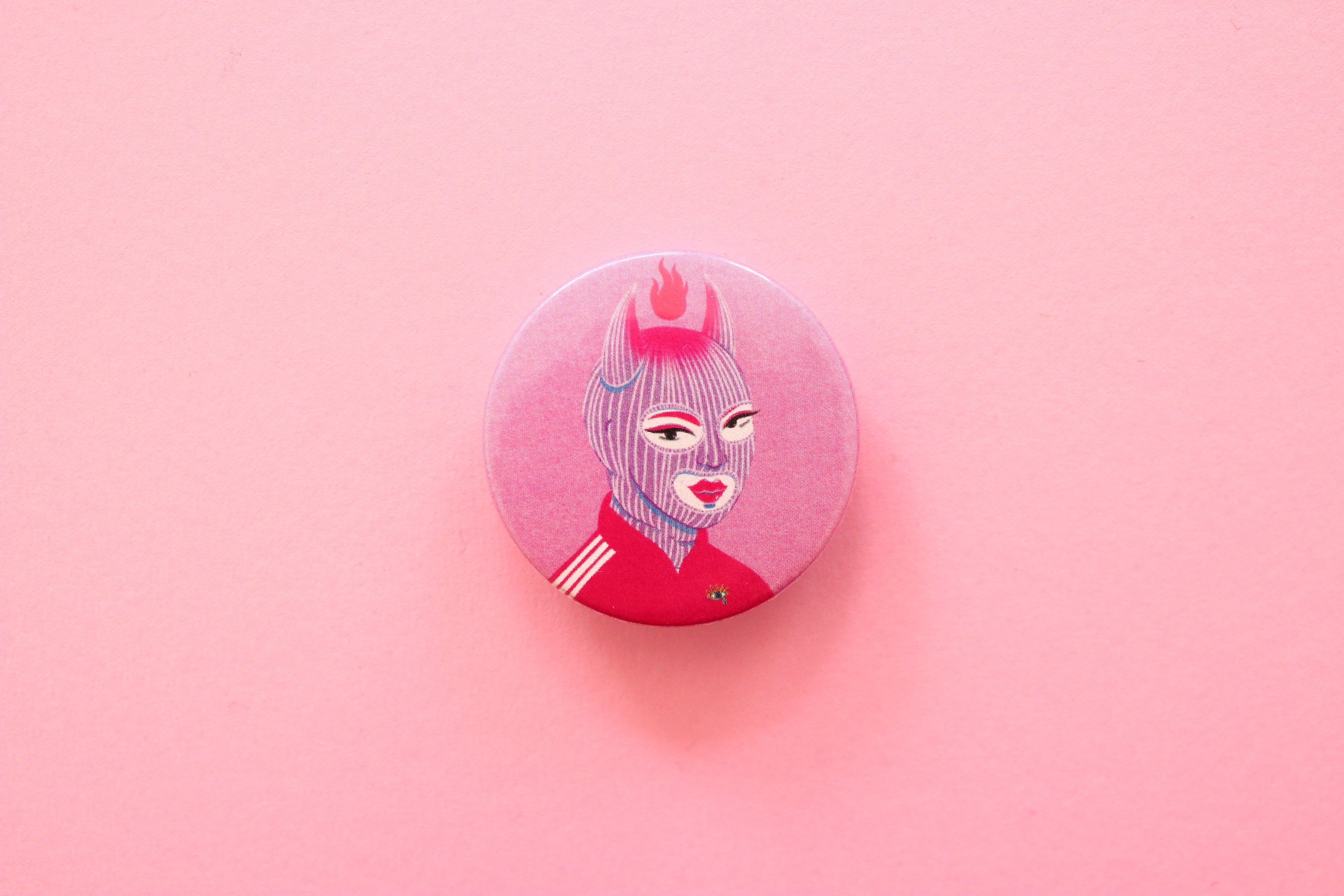 Button pin devil lady pins demon devil button pins pink | Etsy