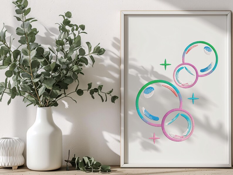 Soap Bubbles Machine Embroidery Design: Whimsical Bubble Embroidery ...