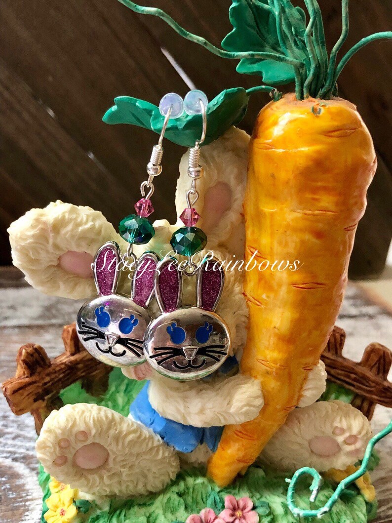 Easter Bunny Head Easter Dangle Drop Earrings Easter Jewellery - Etsy