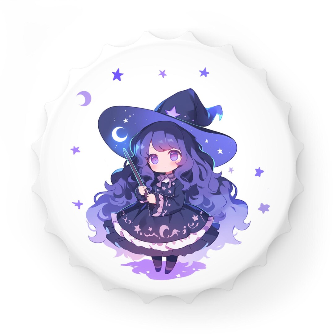 Chibi Witch Magnetic Bottle Opener, Halloween Fridge Magnet - Etsy